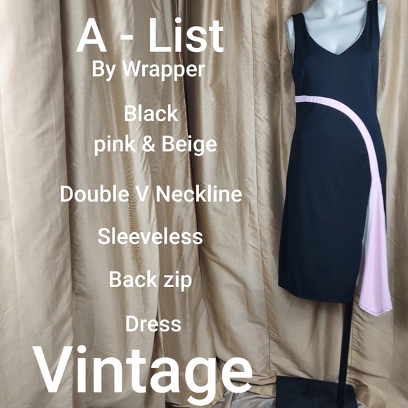 A - list | Dresses | Vintage List By Wrapper Black Detail Dress M ...
